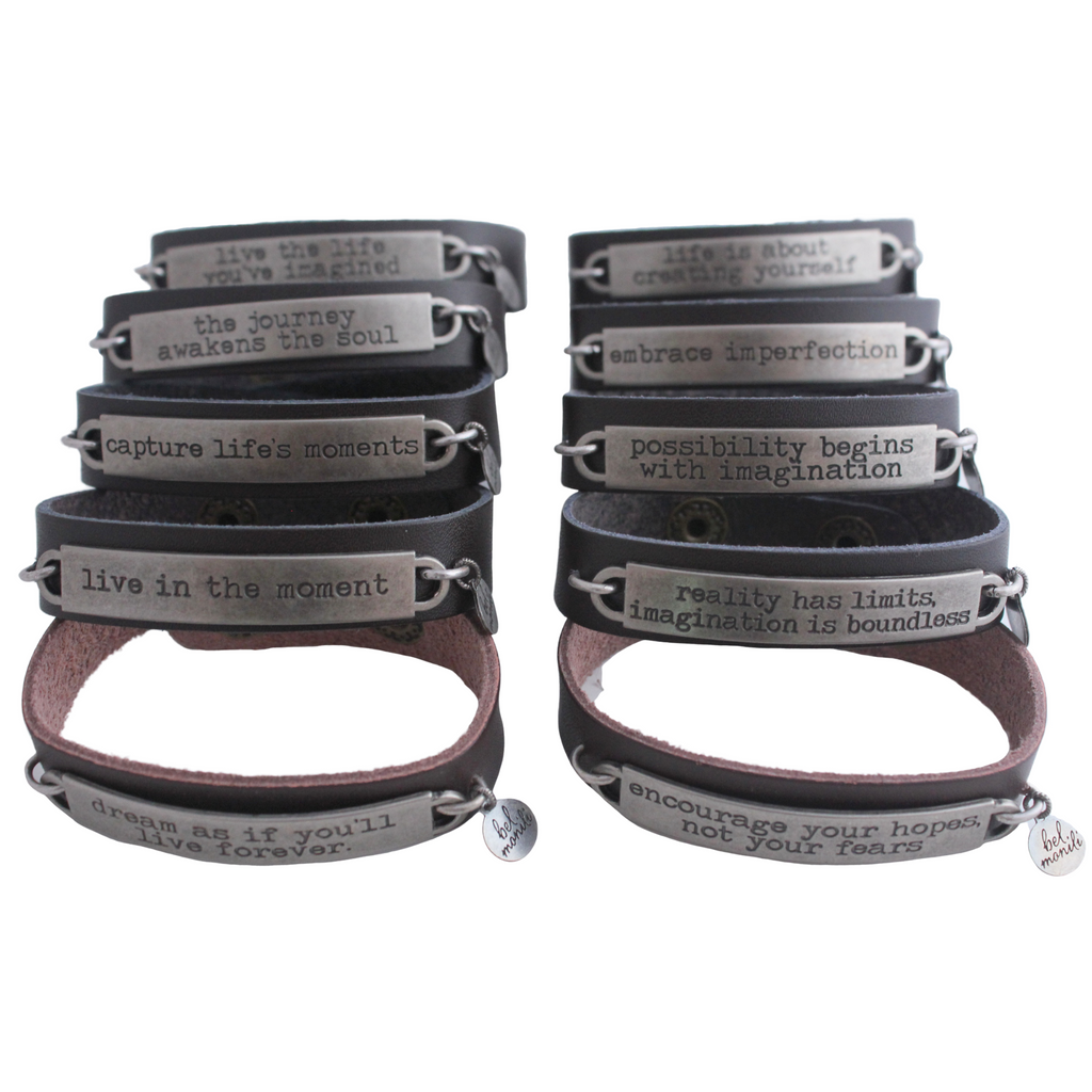 Inspirational Quote Leather Cuff Bracelet | bel monili